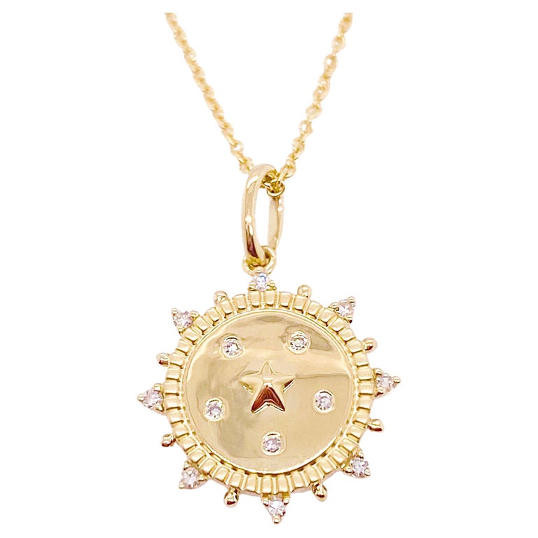 Your Star Necklace, Diamonds and Star Disk Pendant, 13 Diamond Pendant ...