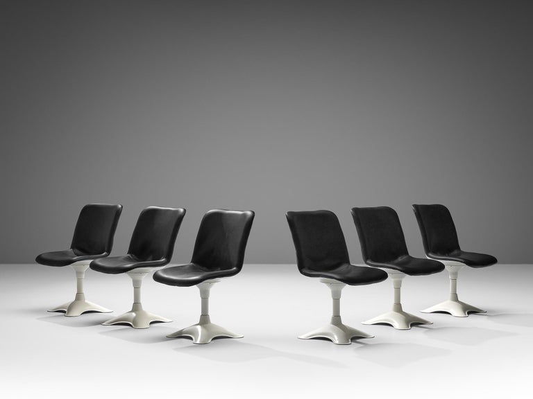 Yrjö Kukkapuro for Haimi Set of Six Dining Chairs in Leather For Sale ...