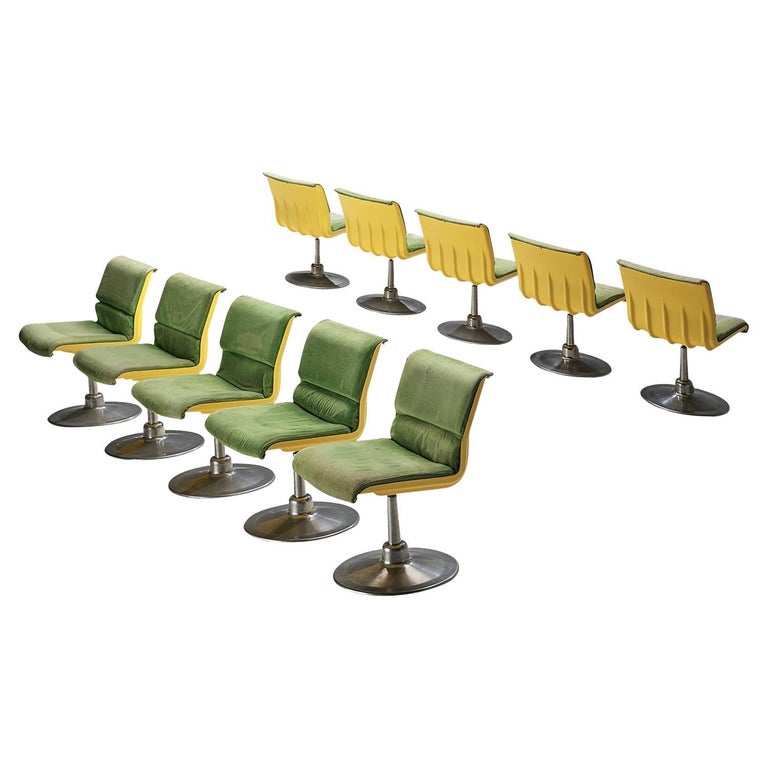 Yrjö Kukkapuro for Haimi Set of Ten Rare Dining Chairs in Yellow ...