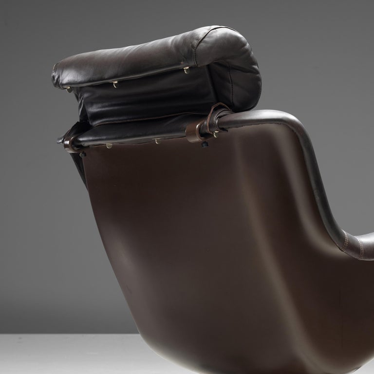 Yrjo Kukkapuro Karuselli Chair and Ottoman in Leather at 1stDibs