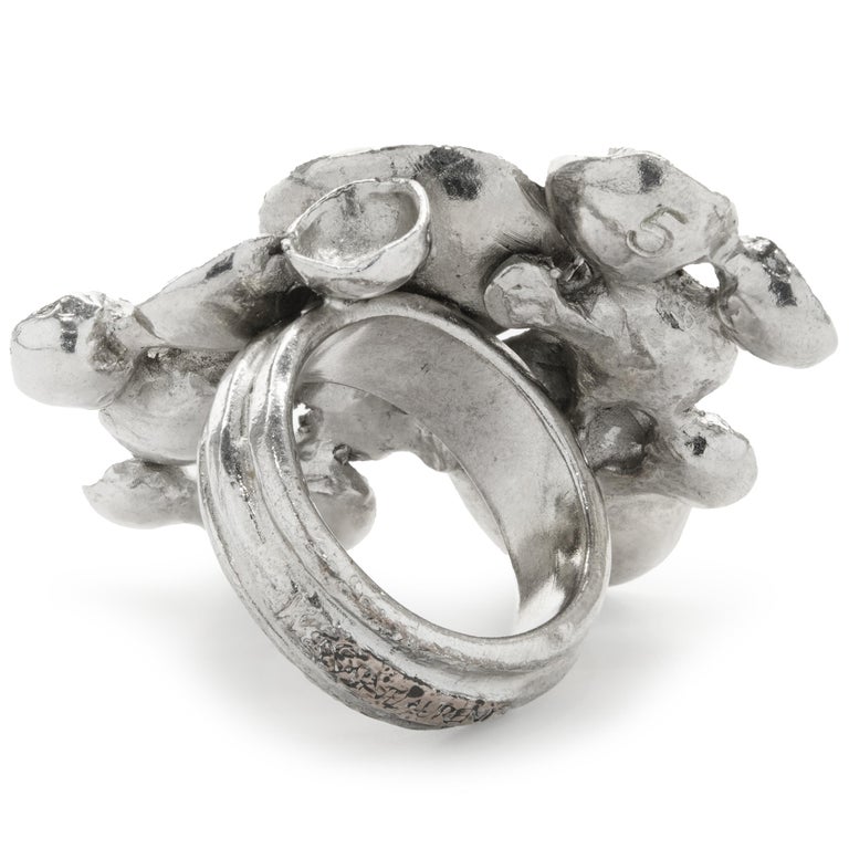 YSL Base Metal Flower Stack Ring For Sale at 1stDibs