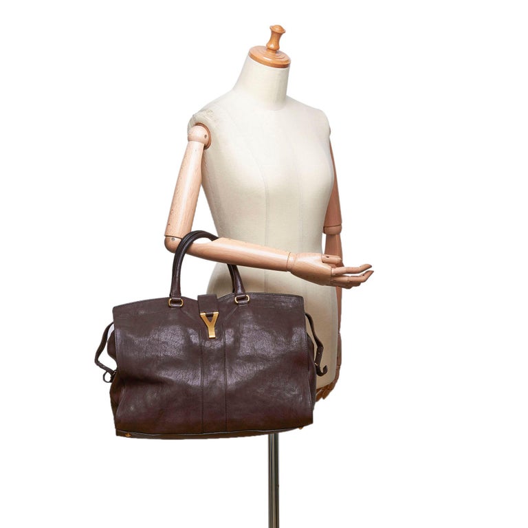 YSL Brown Dark Brown Leather Cabas Chyc Handbag France For Sale at 1stDibs
