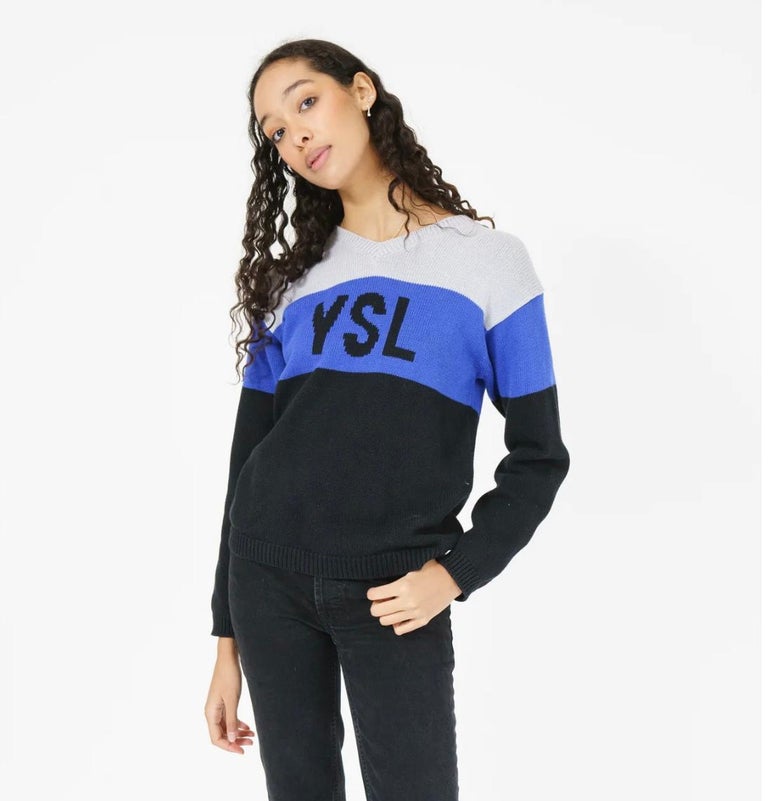 YSL Colorblock Knit Sweater For Sale at 1stDibs