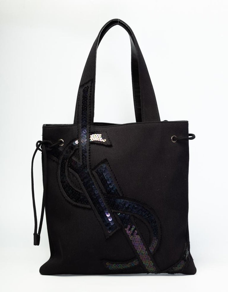 Saint Laurent Canvas Sac Monogram Sequence Tote Bag For Sale at 1stDibs ...