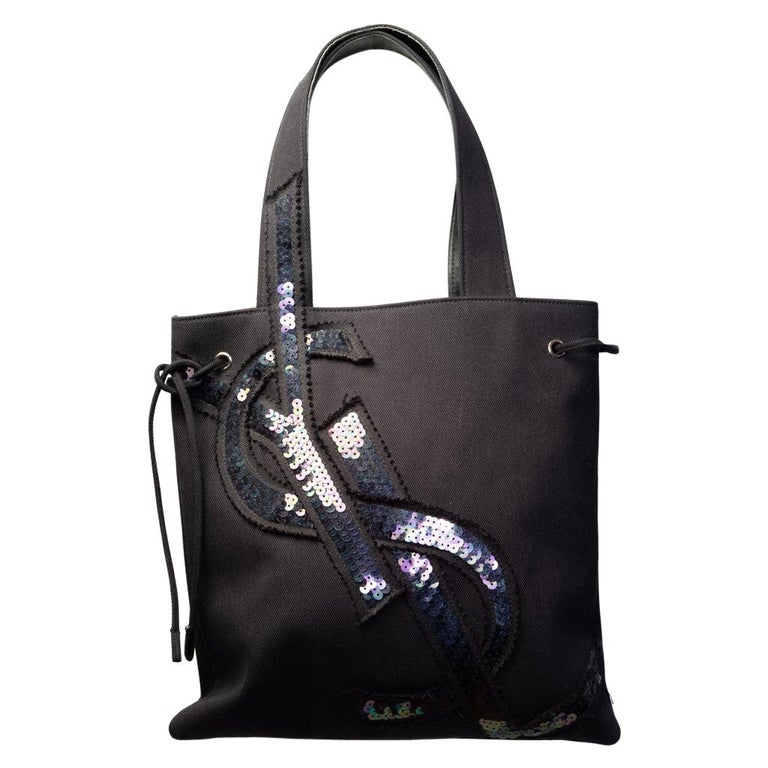 Saint Laurent Canvas Sac Monogram Sequence Tote Bag For Sale at 1stDibs ...