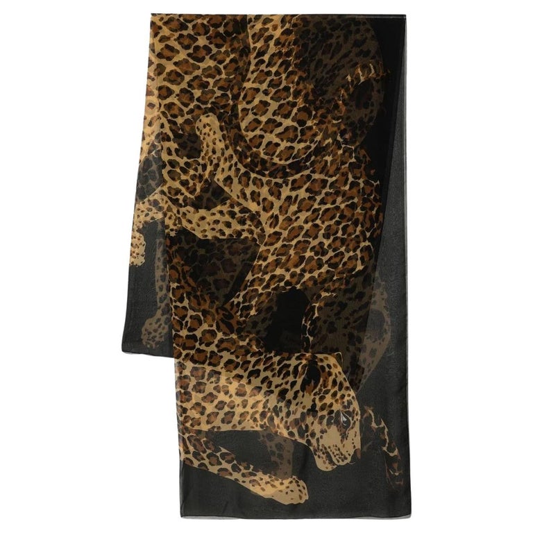 YSL Leopard Print Silk Scarf For Sale at 1stDibs