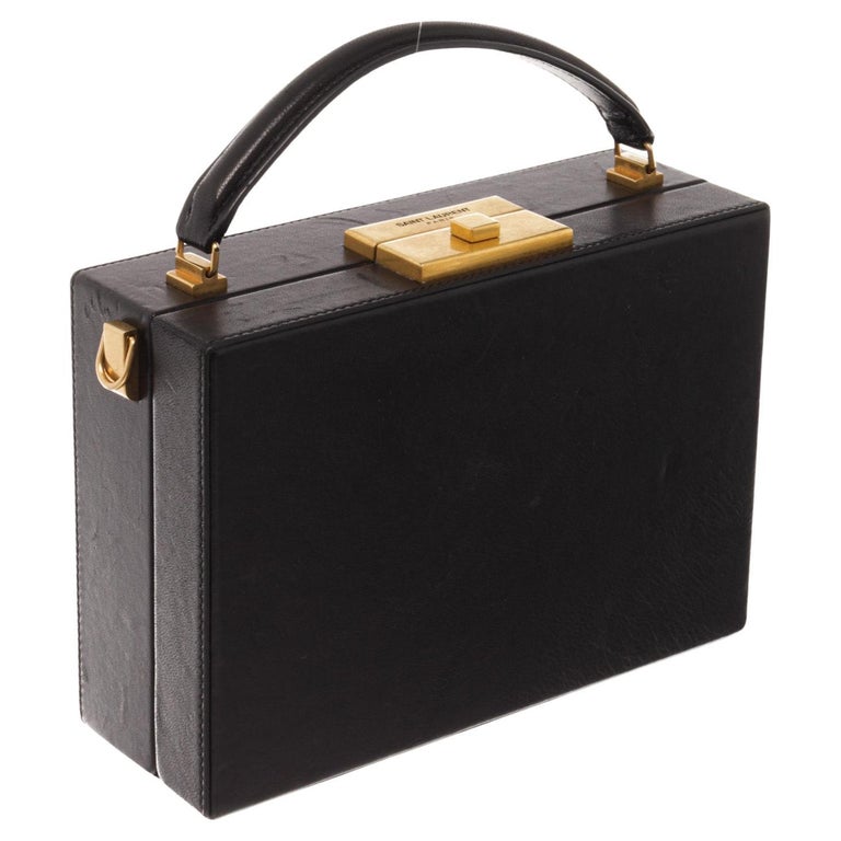 YSL Saint Lauren Black Leather Nan Box Bag at 1stDibs