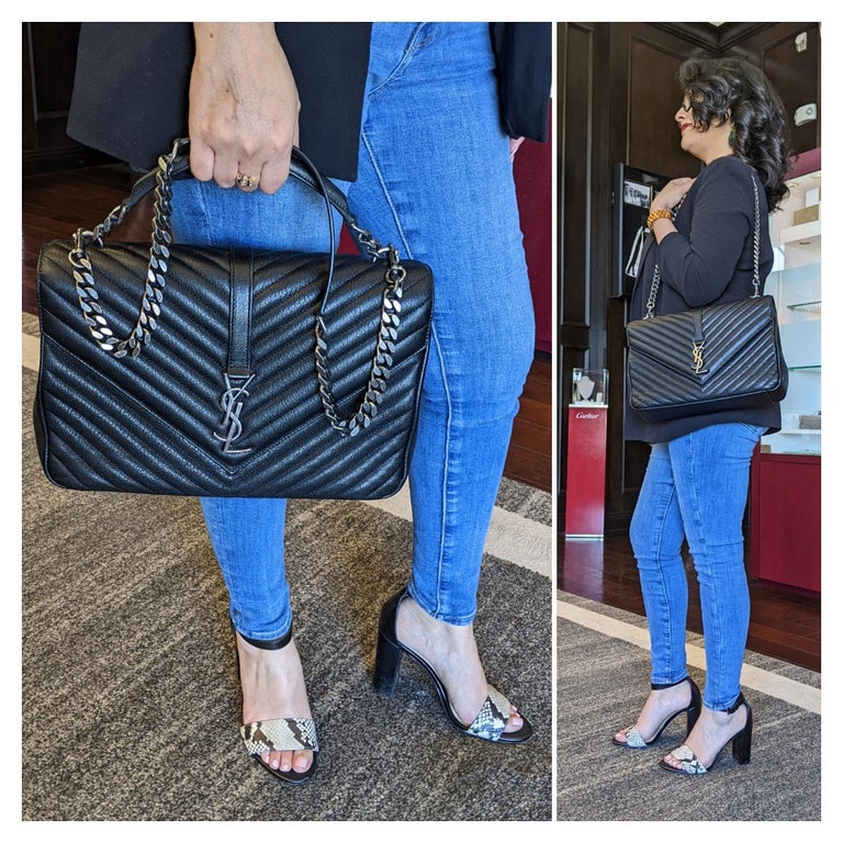 YSL Saint Laurent Monogram Matelassé Chevron Collège Flap at 1stDibs ...