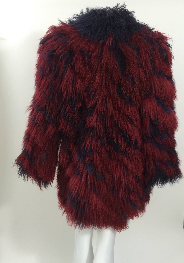 YSL Vintage Yves Saint Laurent Fourrures Mongolian Red and Purple Fur ...