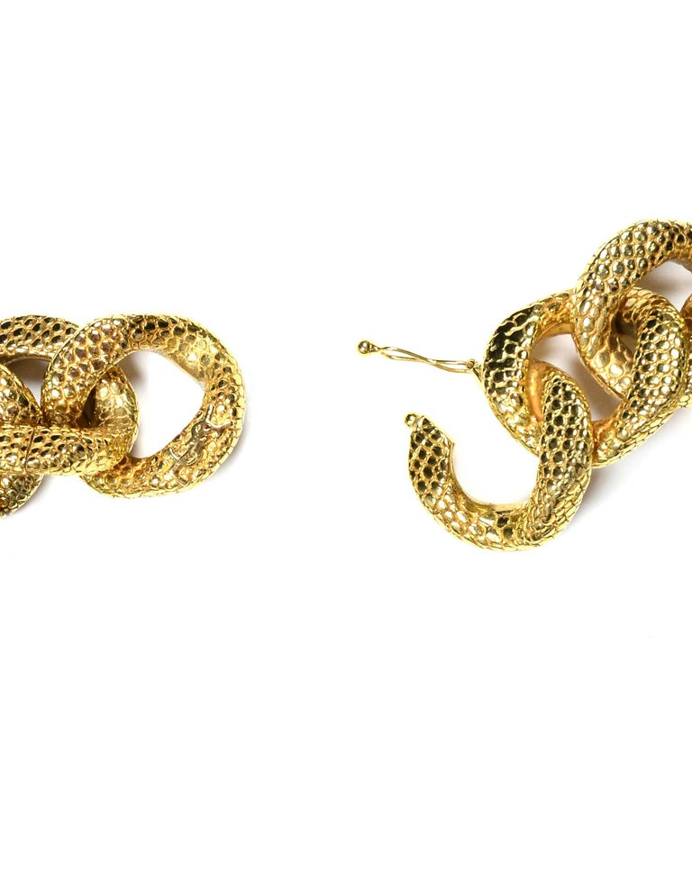 YSL Yves Saint Laurent Gold Plated Stingray Effect Chain Link Necklace ...