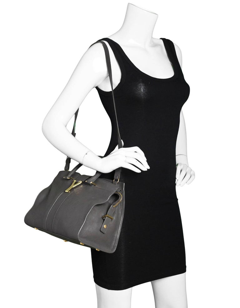 YSL Yves Saint Laurent Grey Leather Small Cabas ChYc Satchel Bag For ...