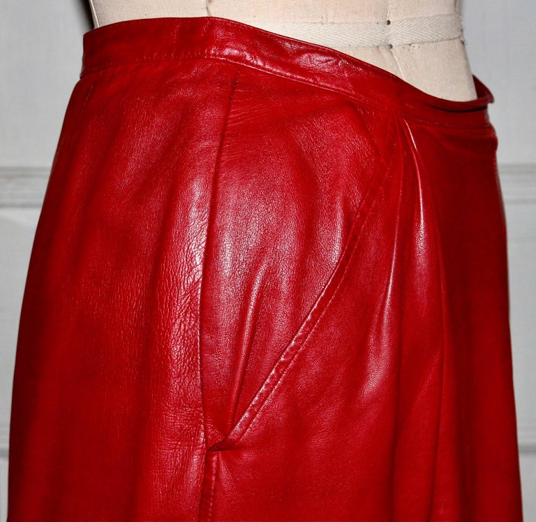 YSL Yves Saint Laurent Red Leather Suit For Sale at 1stDibs