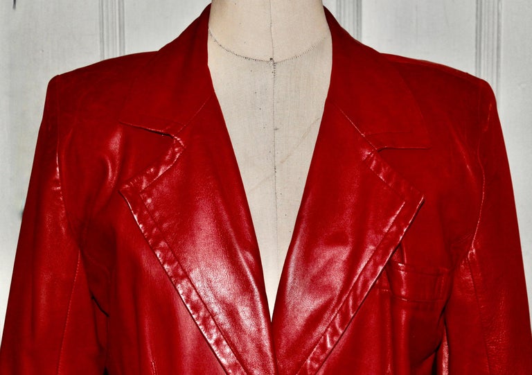 YSL Yves Saint Laurent Red Leather Suit For Sale at 1stDibs