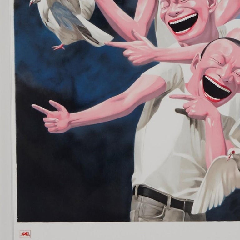 Yue Minjun Birds Of Peace Yue Minjun Contemporary Art Lithograph