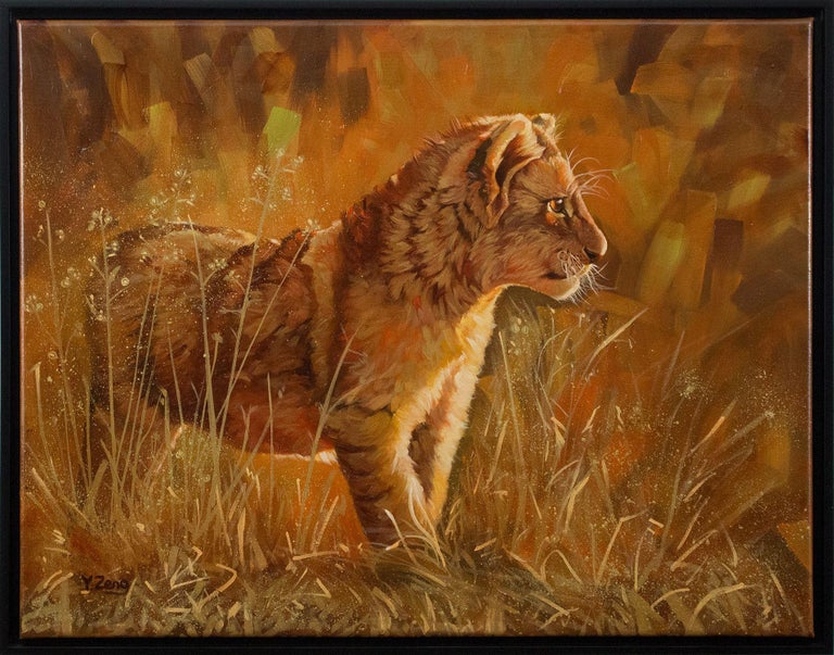 Yue Zeng - Lion cub, Painting, Oil on Canvas For Sale at 1stDibs