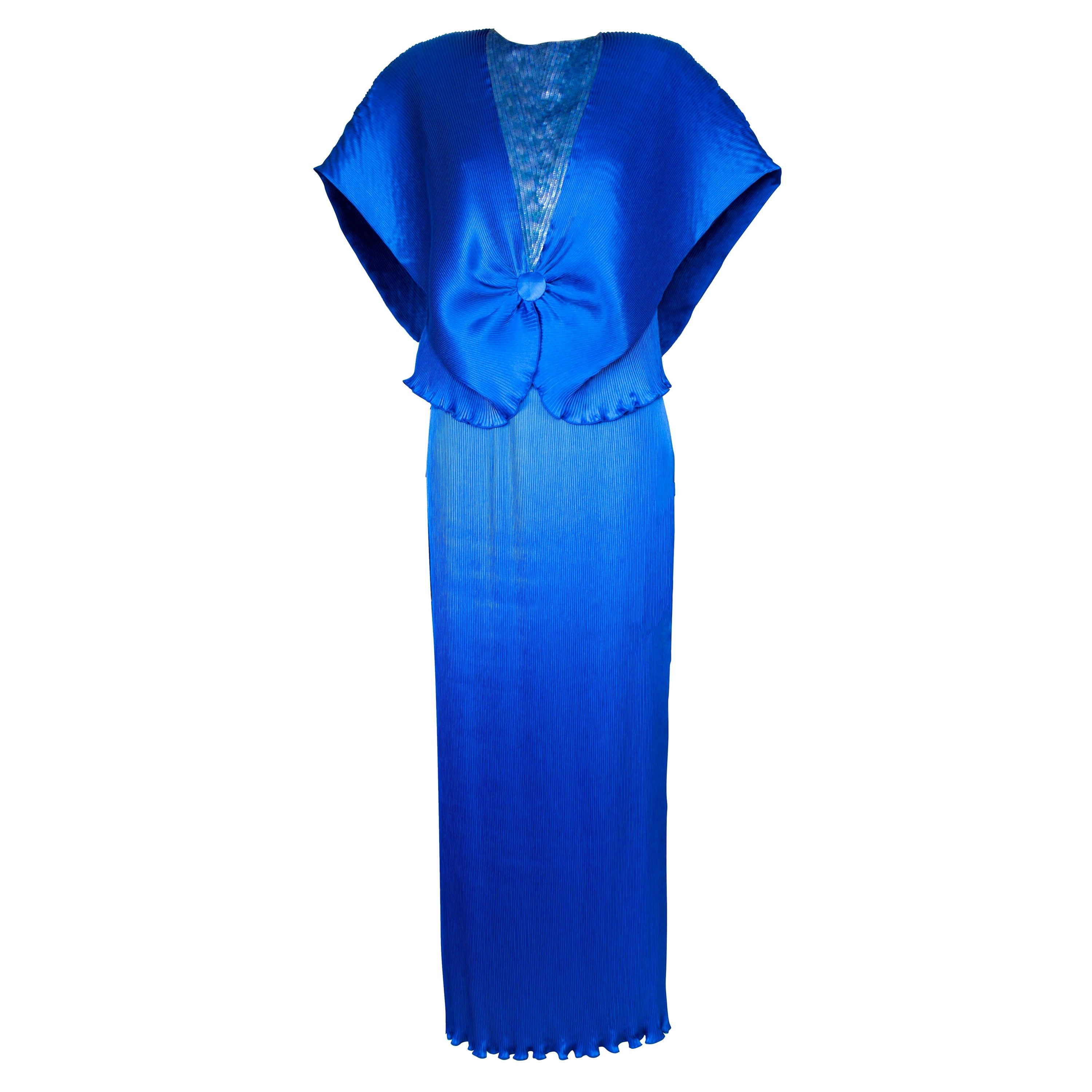 Yuki Torimaru pleated columnar evening gown, Circa 1987 For Sale at 1stDibs