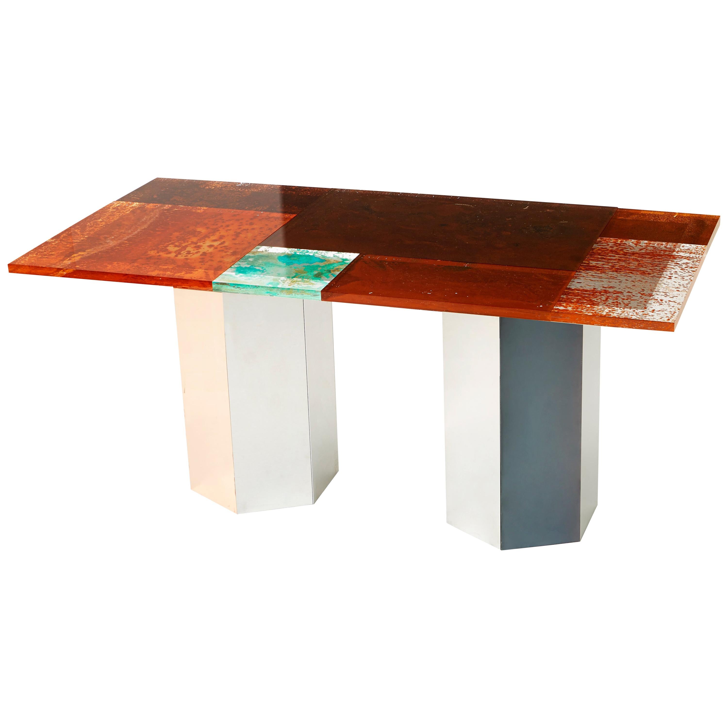 Yuma Kano Rust Harvest Low Table Acrylic Art For Sale at 1stDibs