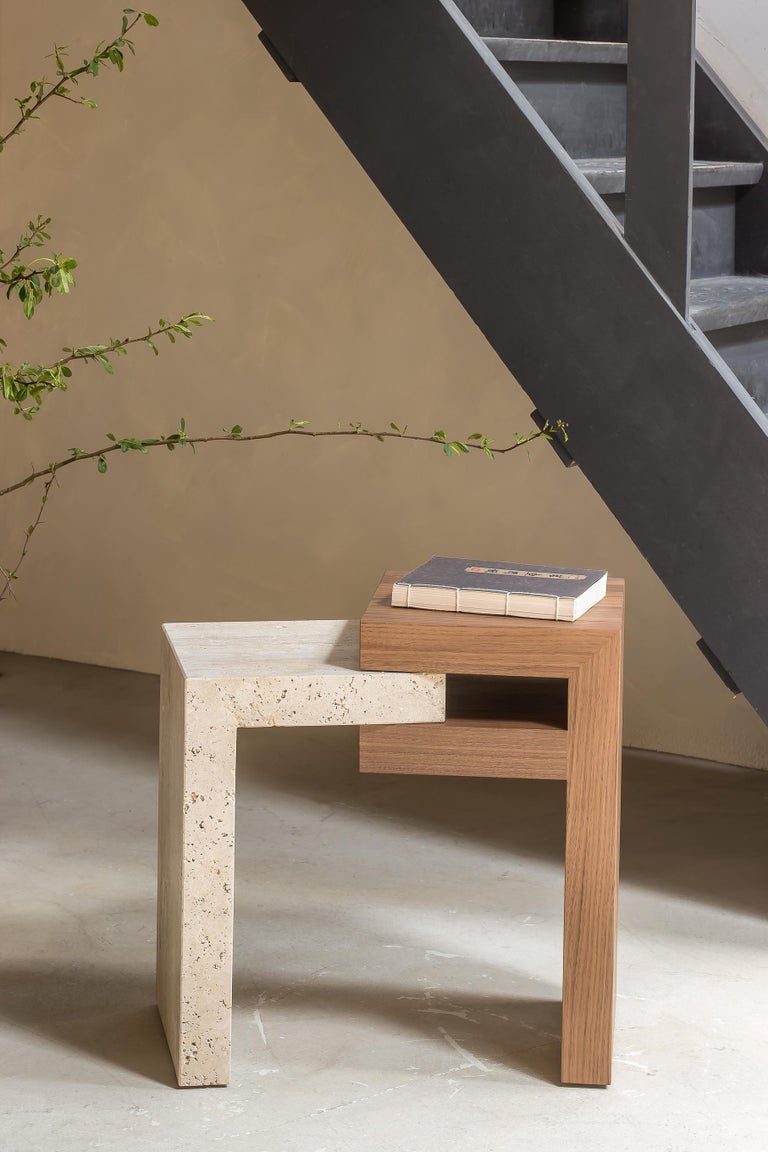 Yume Oak + Stone Bedside Tables by Joyful Homes For Sale at 1stDibs
