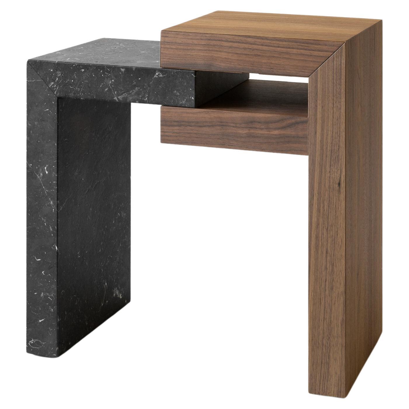Yume Oak and Nero Marquina Side Table by Joyful Homes For Sale at 1stDibs