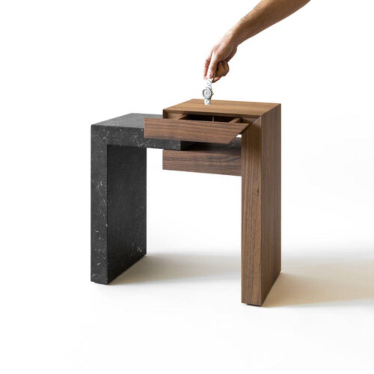 Yume Walnut + Nero Marquina Bedside Table by Joyful Homes For Sale at 1stDibs