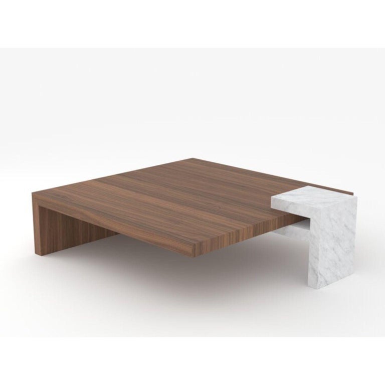 Yume Walnut + White Carrara Square Coffee Table by Joyful Homes For ...