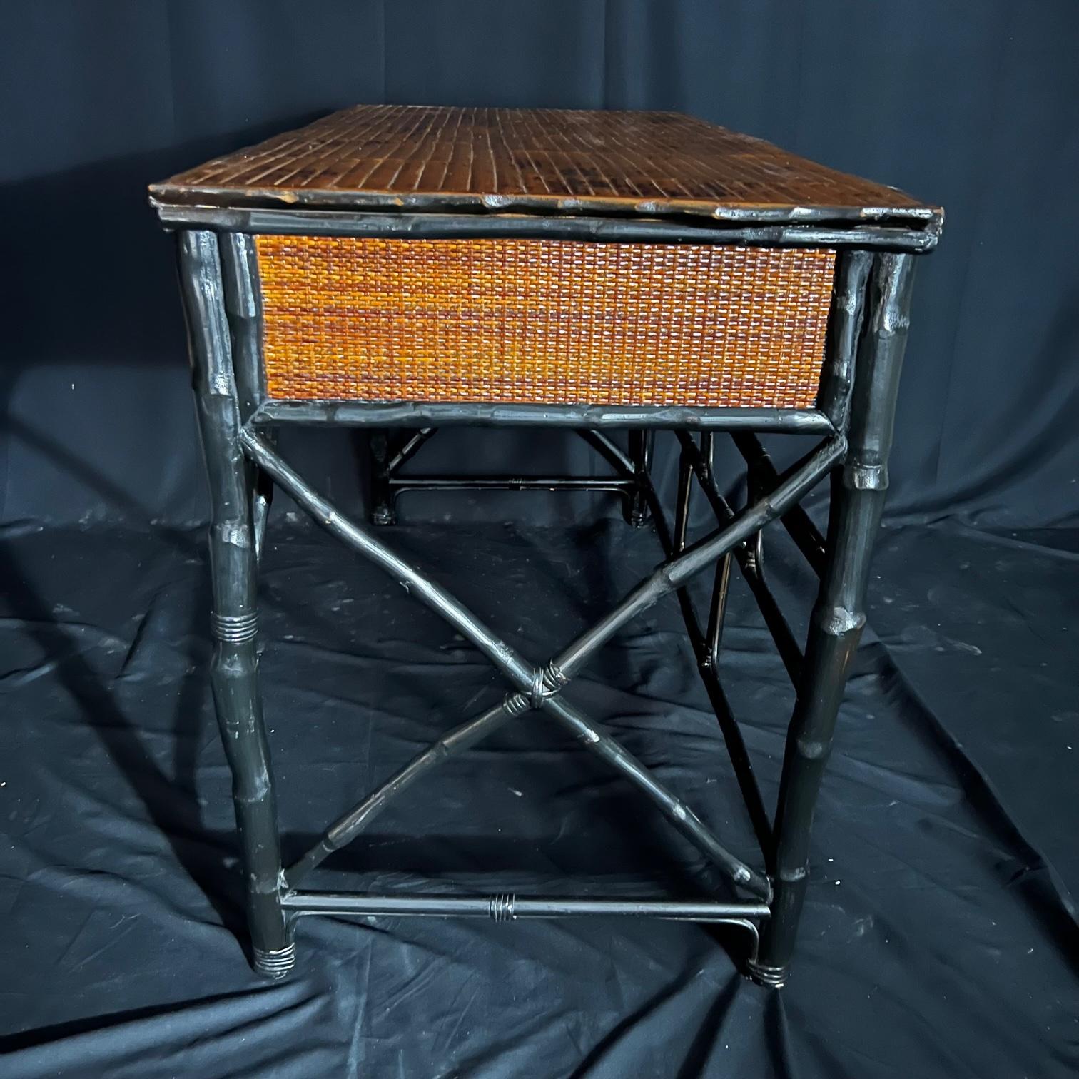 Yummy Vintage Tortoise Burnt Bamboo Writing Desk at 1stDibs