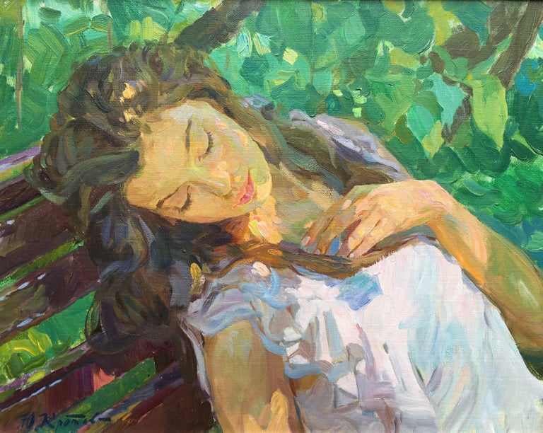 Yuri Krotov - "Sleeping" French impressionist style portrait of a young ...