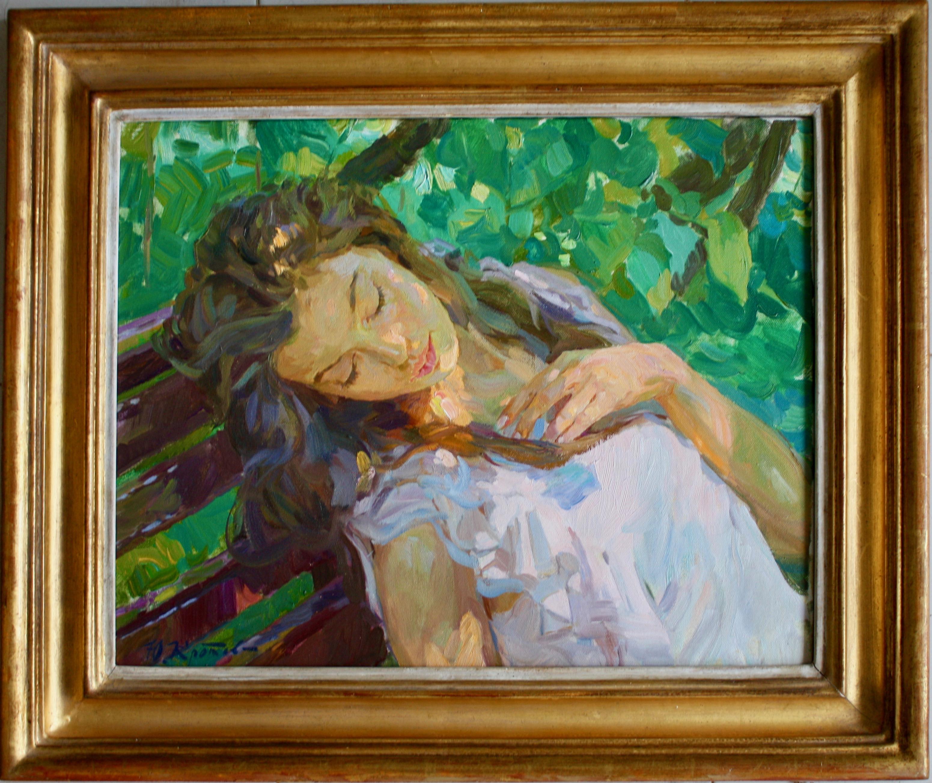 Yuri Krotov - "Sleeping" French impressionist style portrait of a young ...