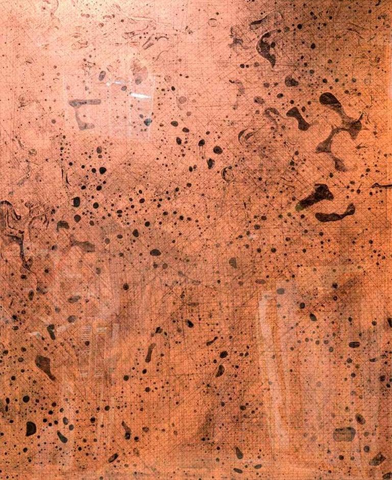 Yuri Tuma - BRONZE SCRATCH Metal Plate Black Ink Abstract Yuri Tuma For ...