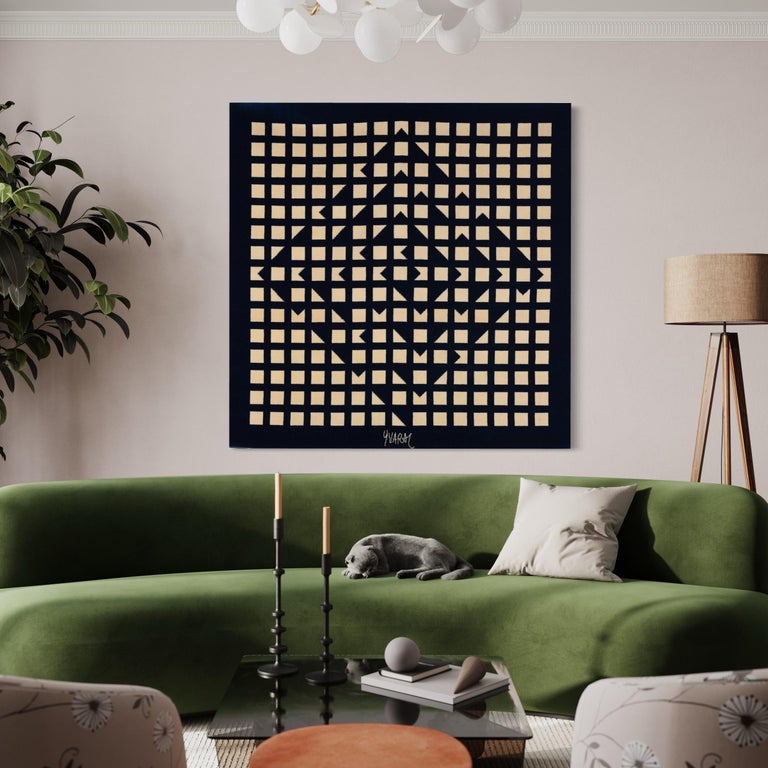 Yvaral (Jean-Pierre Vasarely) - Composition en bleu, Yvaral, Silk wool ...