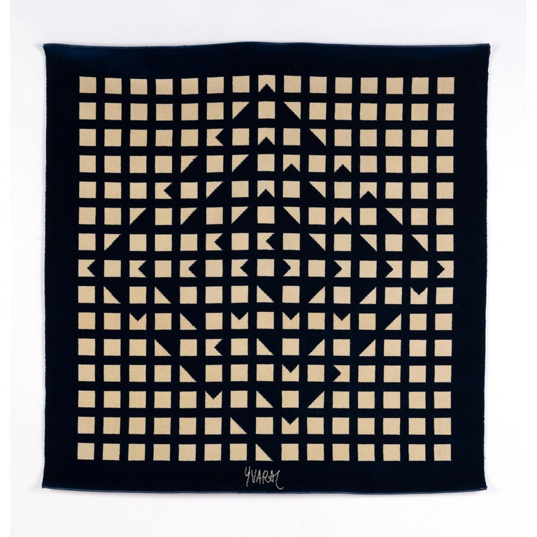 Yvaral (Jean-Pierre Vasarely) - Composition en bleu, Yvaral, Silk wool ...