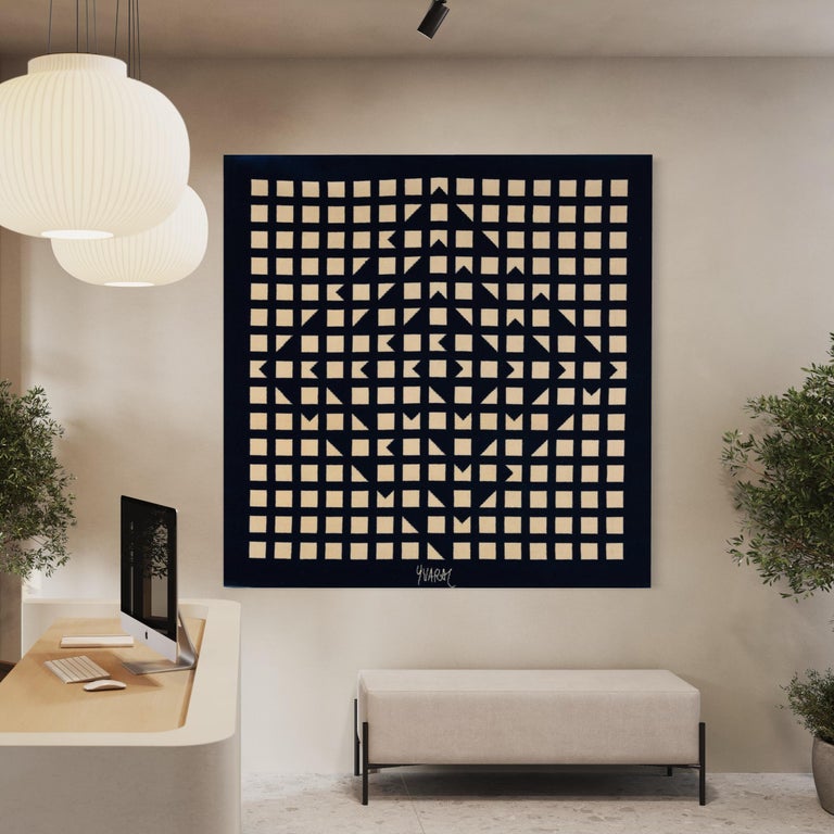 Yvaral (Jean-Pierre Vasarely) - Composition en bleu, Yvaral, Silk wool ...