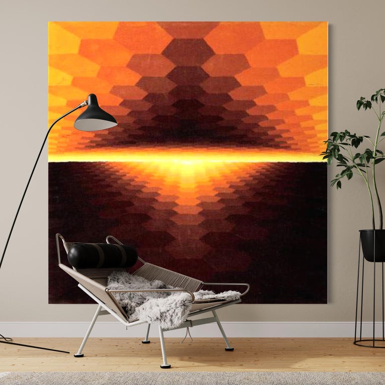 Yvaral (Jean-Pierre Vasarely) - Horizon jaune structuré, Yvaral, Wool ...