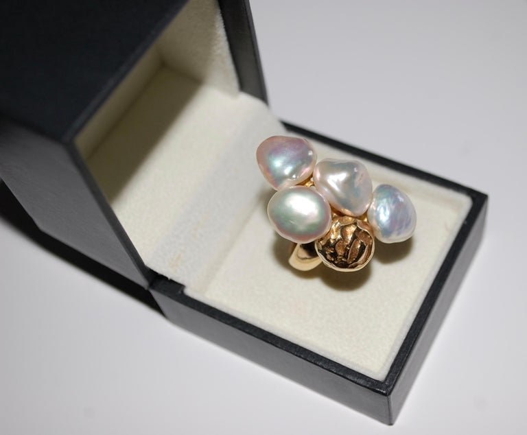 Yvel 18k Gold Sea Baroque Pearls Ring For Sale at 1stDibs