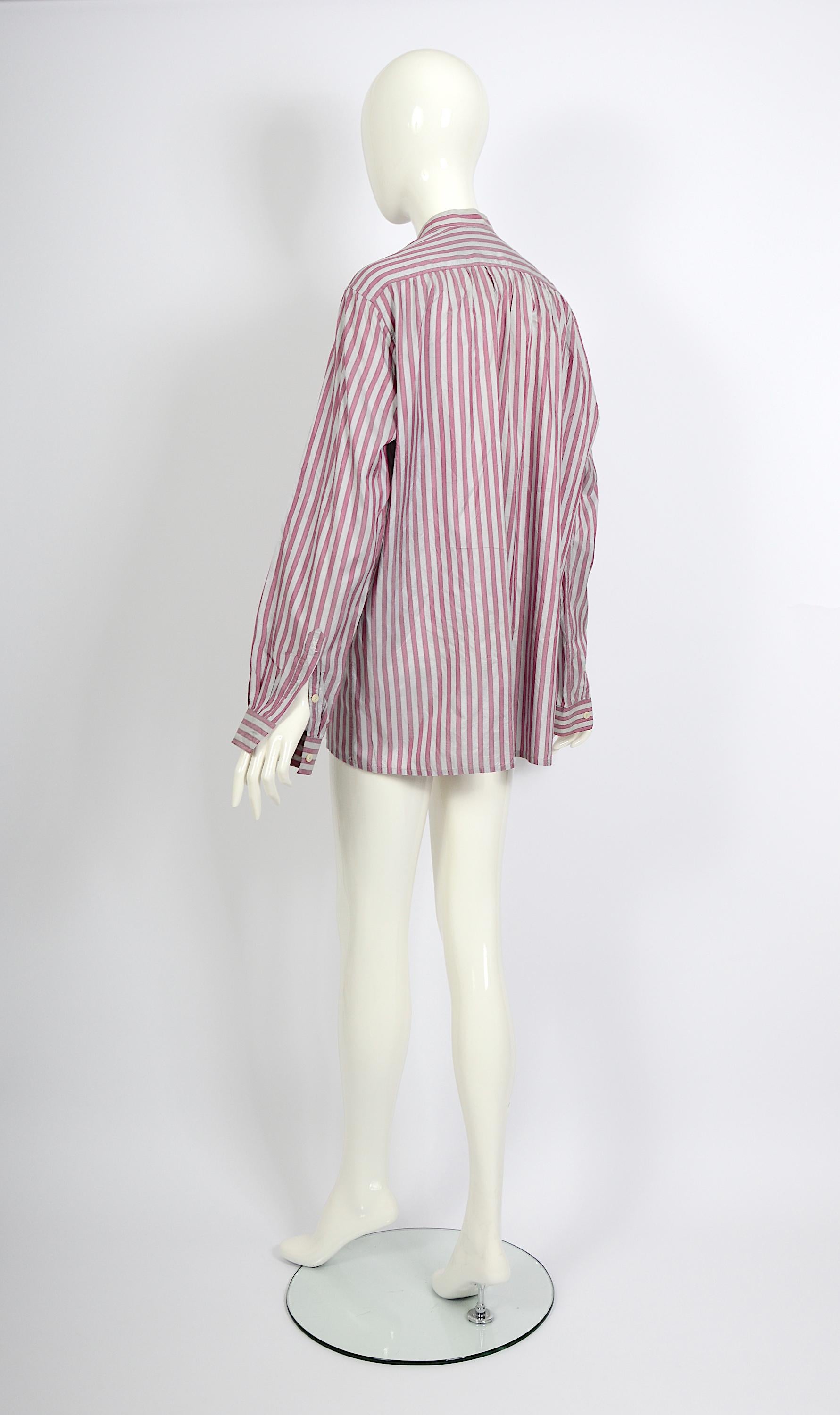 Yves Saint Laurent 1970s vintage striped crispy silk overzised blouse ...