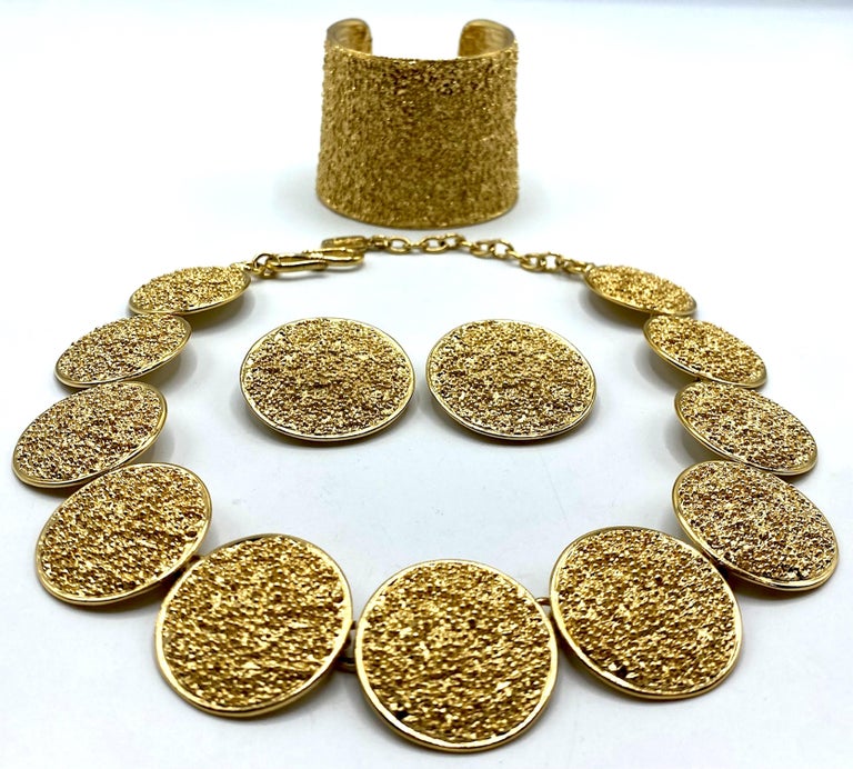 Yves Saint Laurent 1980s / 1990s Gold Nugget Disk Link Necklace For ...