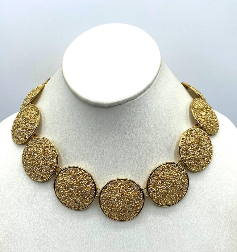 Yves Saint Laurent 1980s / 1990s Gold Nugget Disk Link Necklace For ...