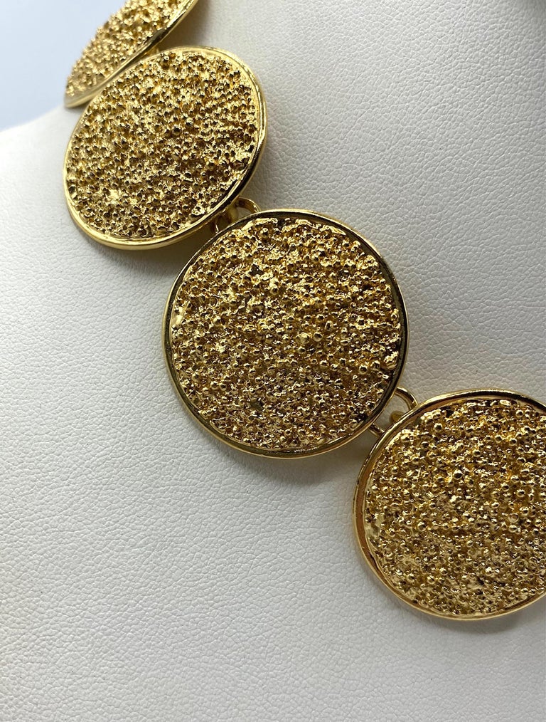 Yves Saint Laurent 1980s / 1990s Gold Nugget Disk Link Necklace For ...