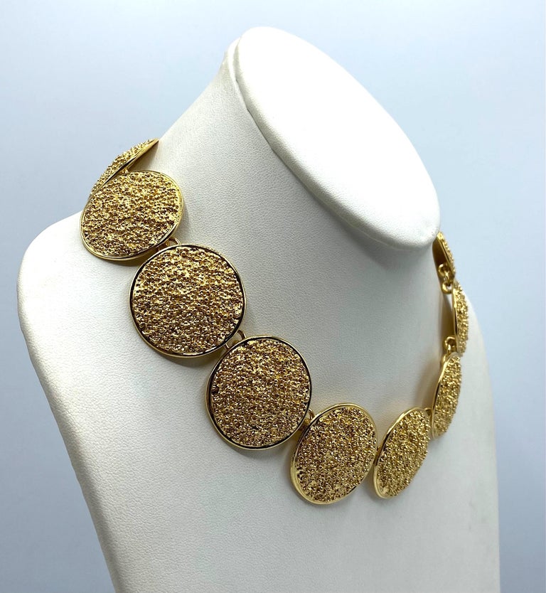 Yves Saint Laurent 1980s / 1990s Gold Nugget Disk Link Necklace For ...