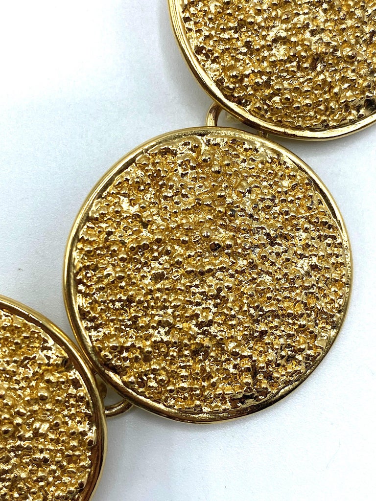 Yves Saint Laurent 1980s / 1990s Gold Nugget Disk Link Necklace For ...