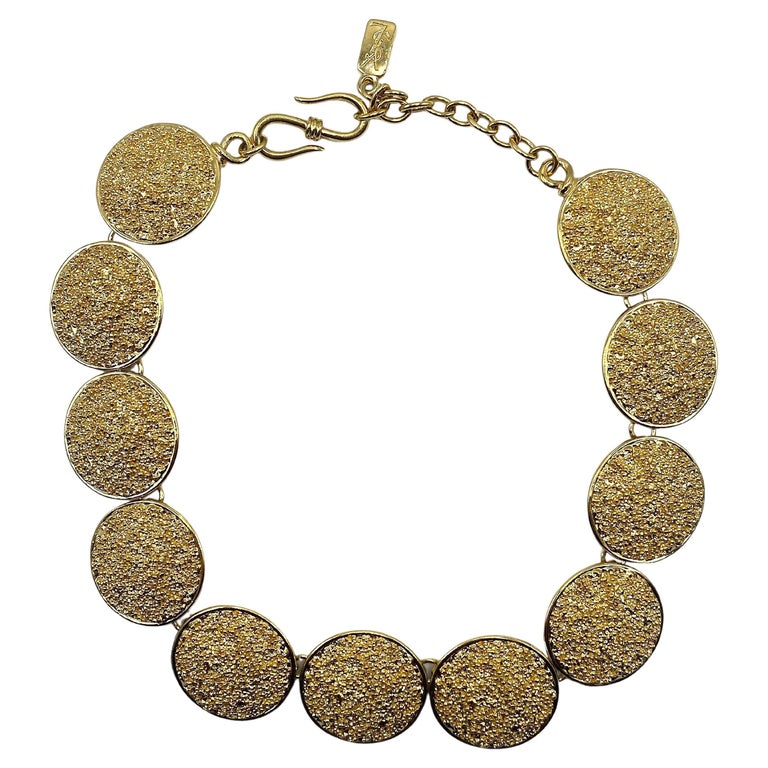 Yves Saint Laurent 1980s / 1990s Gold Nugget Disk Link Necklace For ...