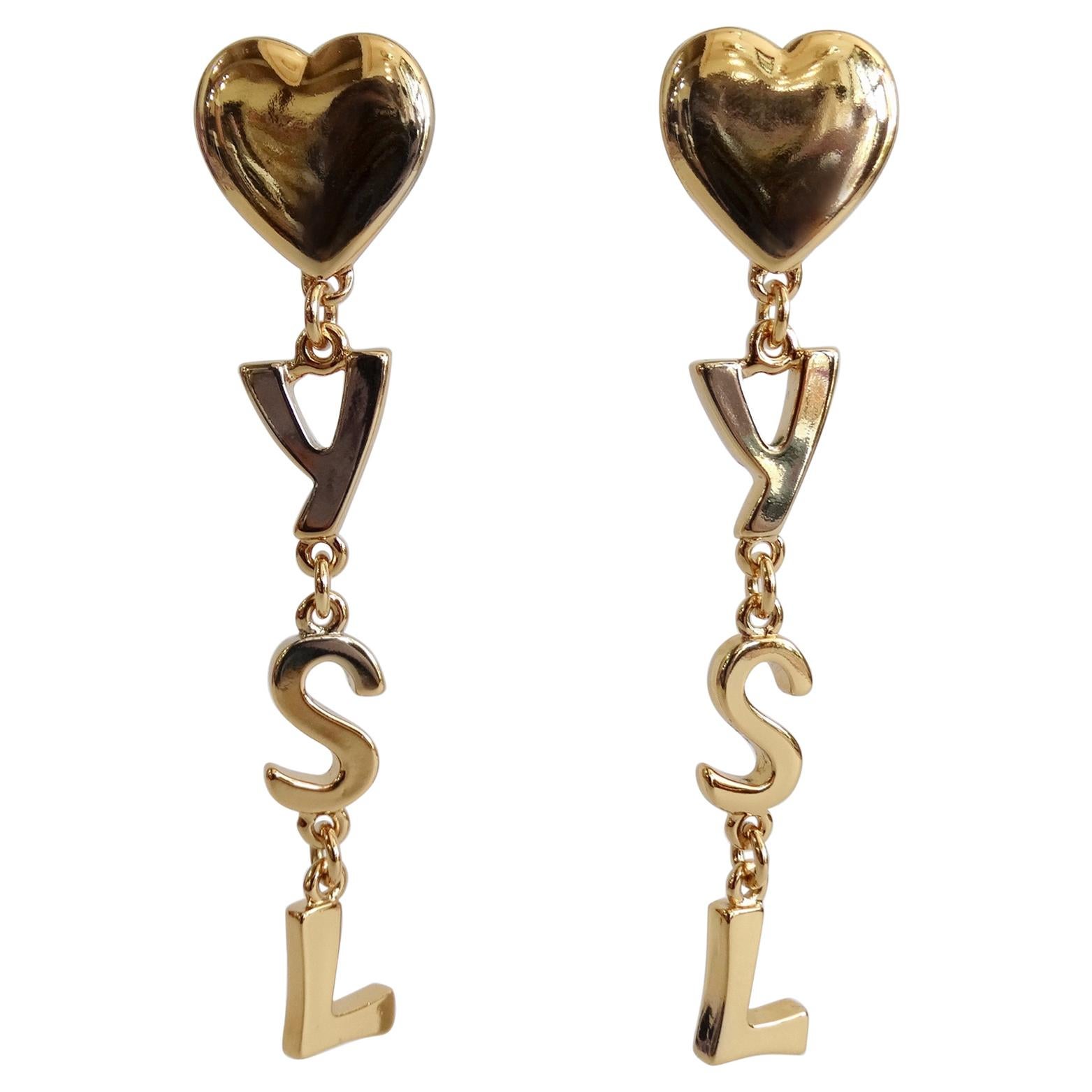 Yves Saint Laurent YSL Vintage Rare Massive Iconic Logo Dangling Yves Saint Laurent YSL Vintage Rare Massive Iconic Logo Dangling