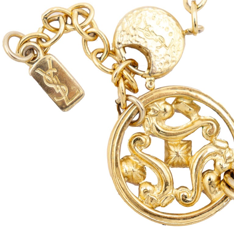 Yves Saint Laurent 3 Pc Gold Plated Necklace Bracelet and Earring Set 2 ...