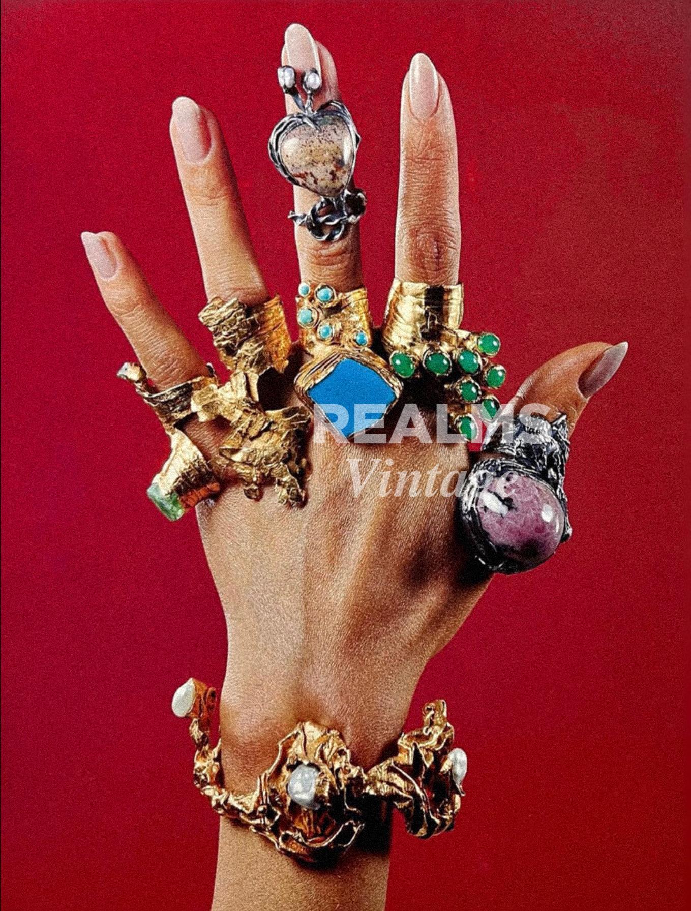 Yves Saint Laurent Arty Ring YSL Turquoise Statement Gold Ring For Sale ...