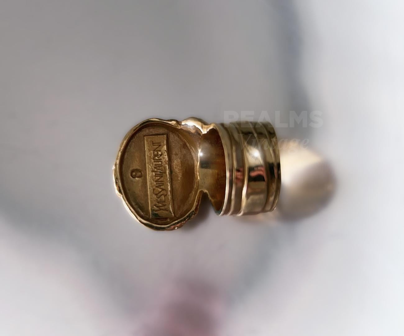 Yves Saint Laurent Arty Ring YSL Turquoise Statement Gold Ring For Sale ...