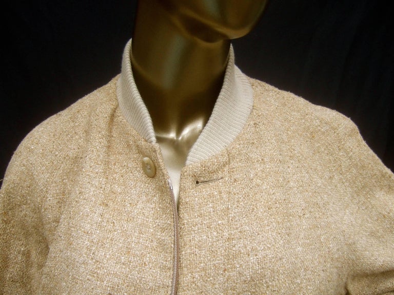 Yves Saint Laurent Beige Burlap Linen Unisex Zippered Jacket circa ...