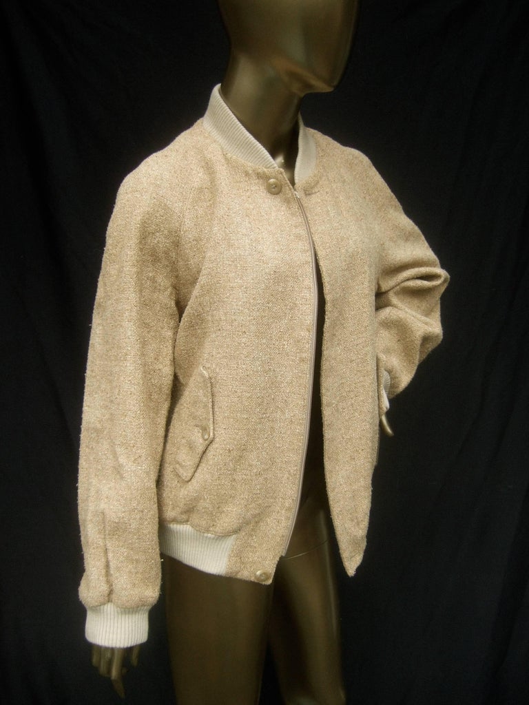 Yves Saint Laurent Beige Burlap Linen Unisex Zippered Jacket circa ...