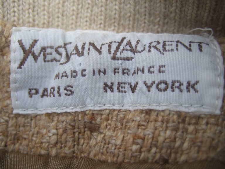 Yves Saint Laurent Beige Burlap Linen Unisex Zippered Jacket circa ...