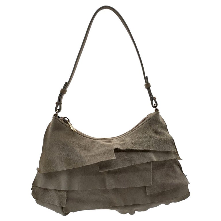 Yves Saint Laurent Beige Ruffled Suede Small St Tropez Bag at 1stDibs