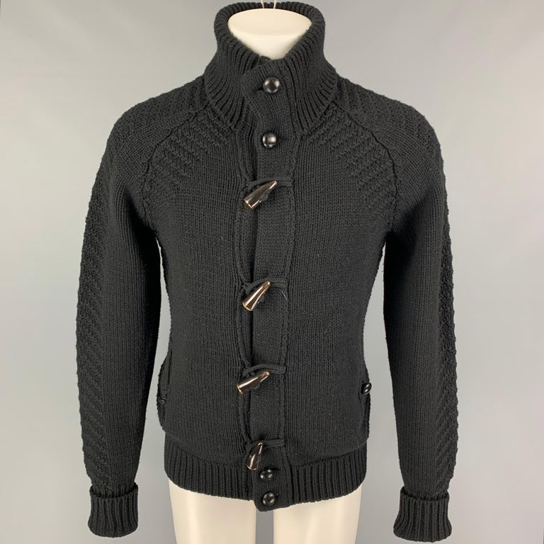 YVES SAINT LAURENT Black Knitted Size S Lana Wool Toggle Closure ...